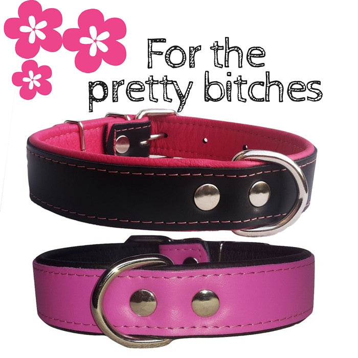 Pink leather dog collar – WoofStar Shop