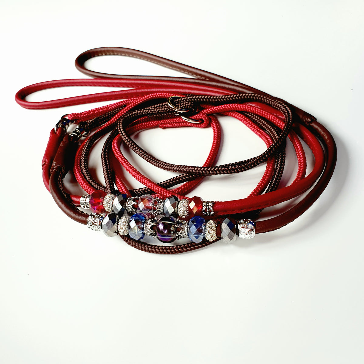 Leather and cord slip show lead with Bling – WoofStar Shop